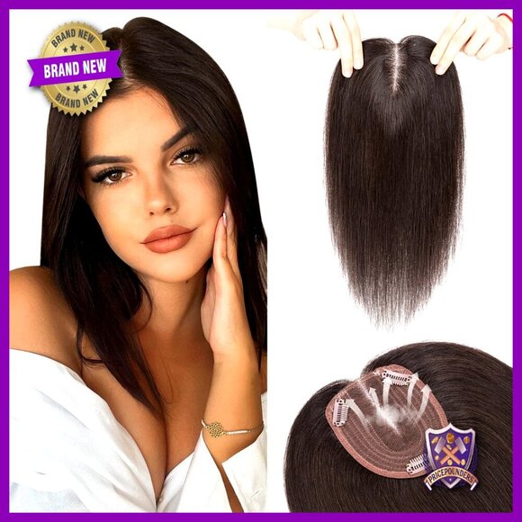 Accessories | Human Hair Topper Silk Base Clip In Hairpiece For ...